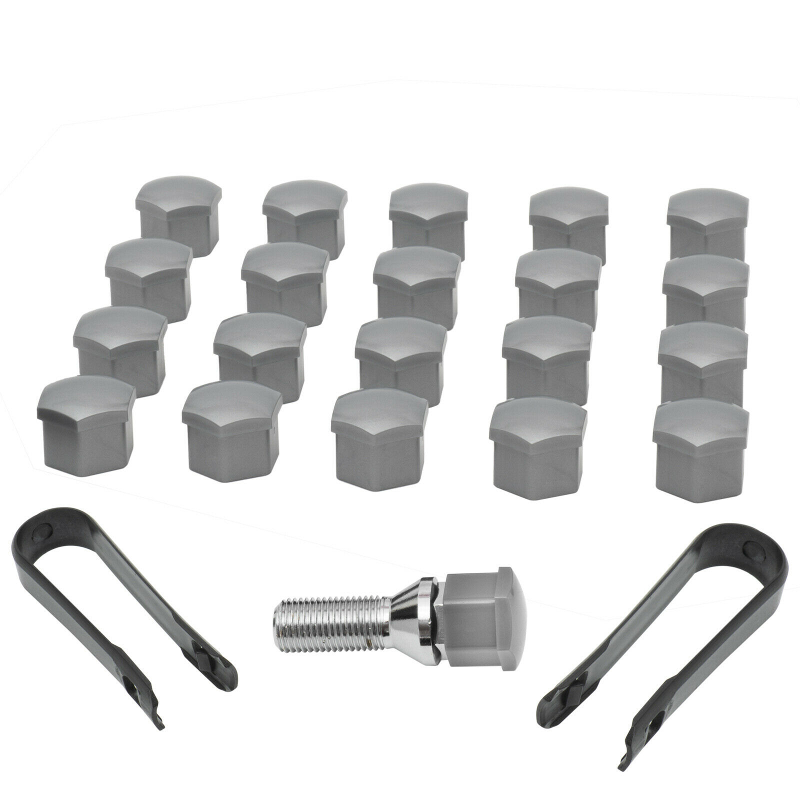 HASKYY 20x Schutzkappen für Radschrauben-Radmuttern Abdeckkappen SILBER ...